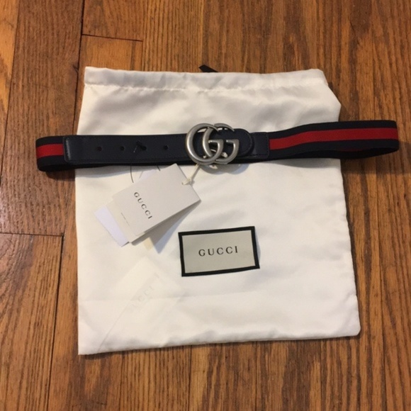 Gucci | Accessories | Gucci Kids Navy Leather Web Gg Belt | Poshmark